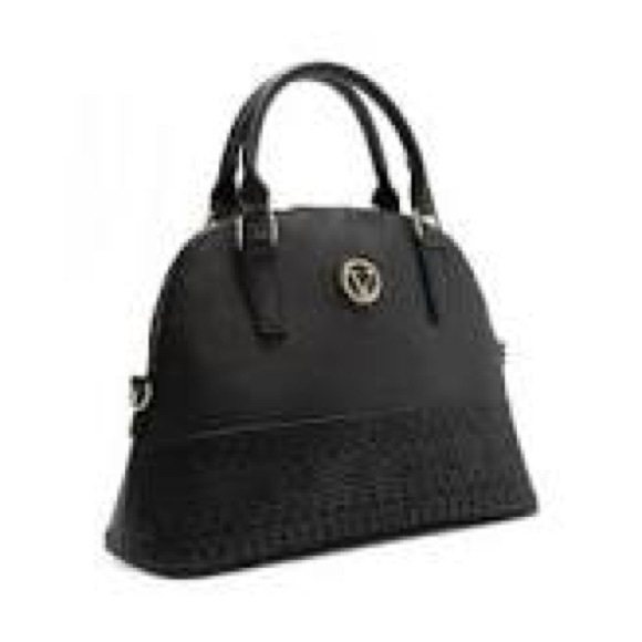 Vera Wang | Bags | New Womens Vera Wang Black Leather Perforations Dome ...